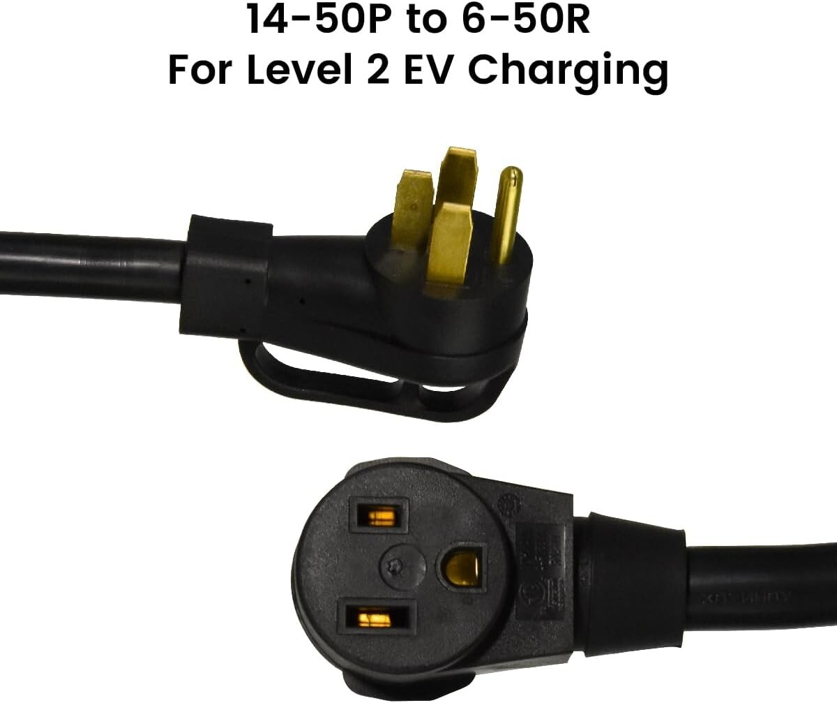 NURZVIY NEMA 14-50P To 6-50R EV Charger Adapter Cord For Level 2 EV ...