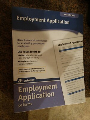 New In Package Adams Employment Application - 50 Forms | eBay