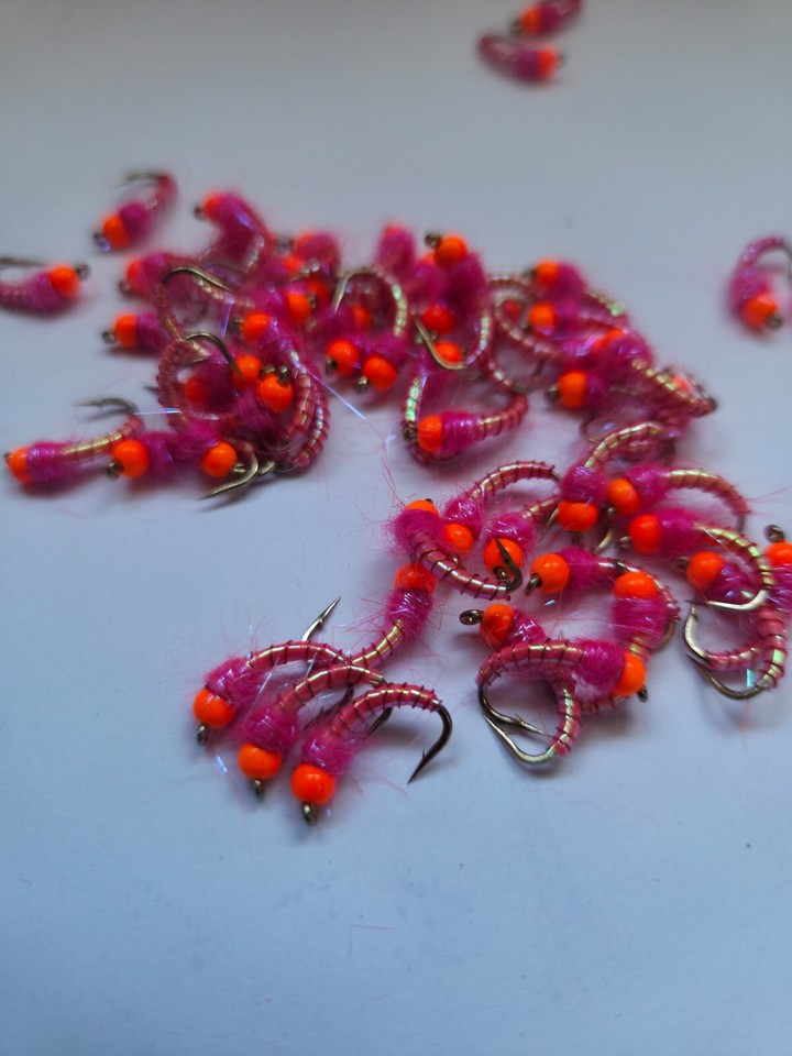 3 PINK Buzzers FLY Fishing WET TROUT Flies Size 10 DEADLY | eBay UK