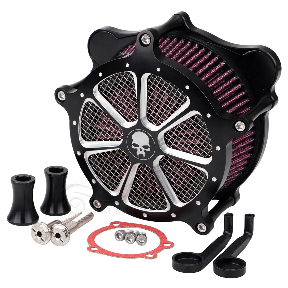 Skull CNC Air Cleaner Red Intake Filter For Harley Dyna Electra Glide ...