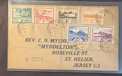 Jersey Occupation stamps, N3-N8, FDC for N7-N8, Channel Is. cancel, 6-29-1943 | eBay