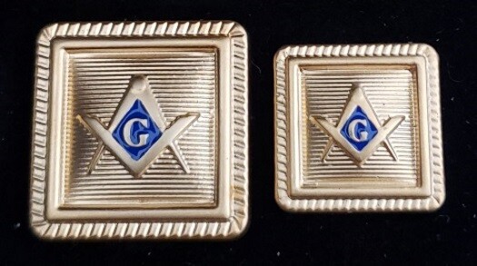 Blazer Jacket button set square S&C gold plated enamel Masonic ...