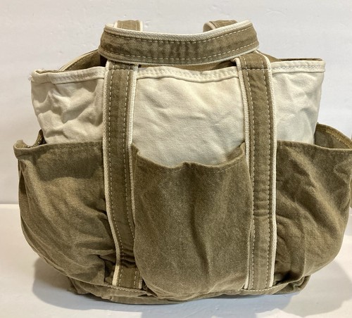 Vintage LL Bean Canvas Boat And Tote Gardening Utility Brown 6 Pocket ...