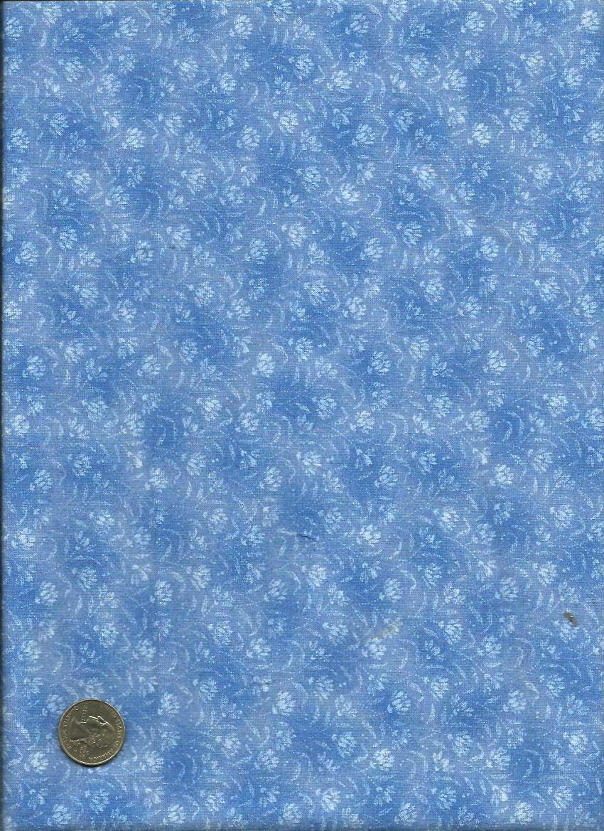 Pretty Bright Med Blue Floral Print TOT Fabric | eBay
