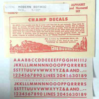Champ Decals HO Scale: Alphabet and Numerals -Modern Gothic - 5/32 ...