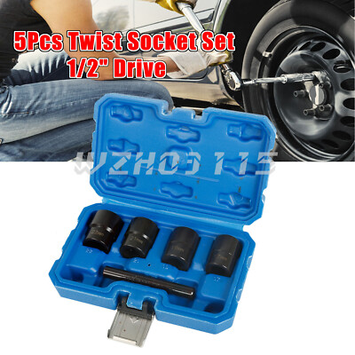 5pcs Twist Socket Wheel Lock Worn Lug Nut Remover Extractor Tool 17,19 ...
