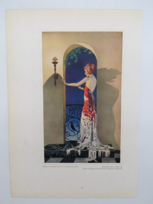 VINTAGE ART DECO NATIONAL LAMP LOVELY LADY COLOR PRINT by Coles ...