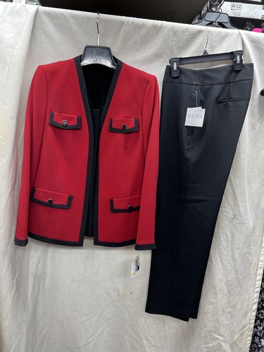 KASPER PANT SUIT/SIZE 4/INSEAM 32'/NEW WITH TAG/RETAIL$240/RED | eBay