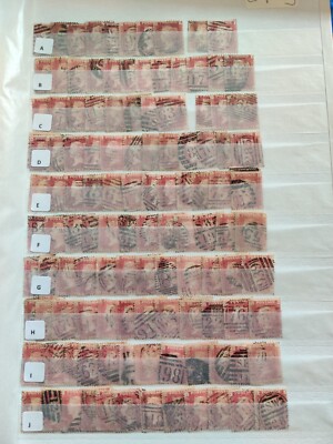 1d Penny Red Plate 91 SG43 44 Line Engraved QV Victorian Postage Stamps ...