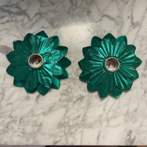 Pair of Vintage Tin Foil Candlesticks Metallic Green | eBay