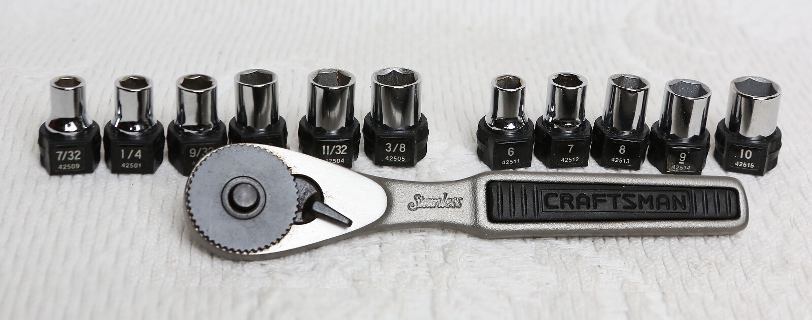 Vintage Craftsman 1/4"drive Stainless Ratchet 43761 & Socket set 12pc ...