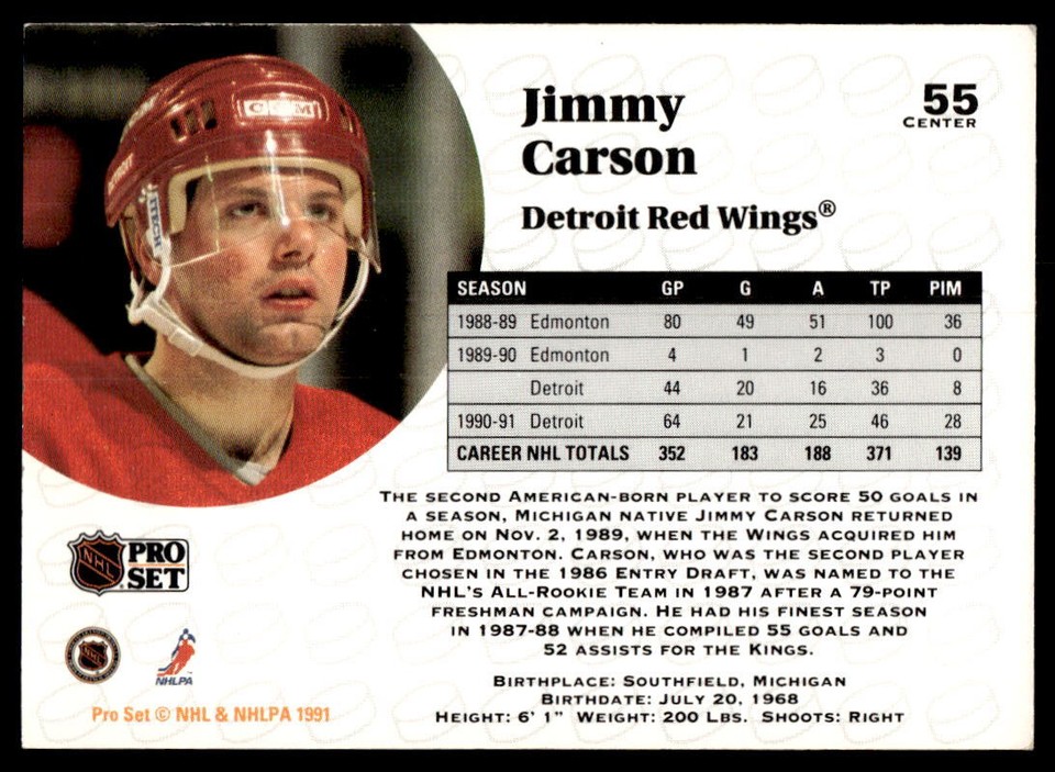 1991 Pro Set #55 Jimmy Carson See Scan | eBay