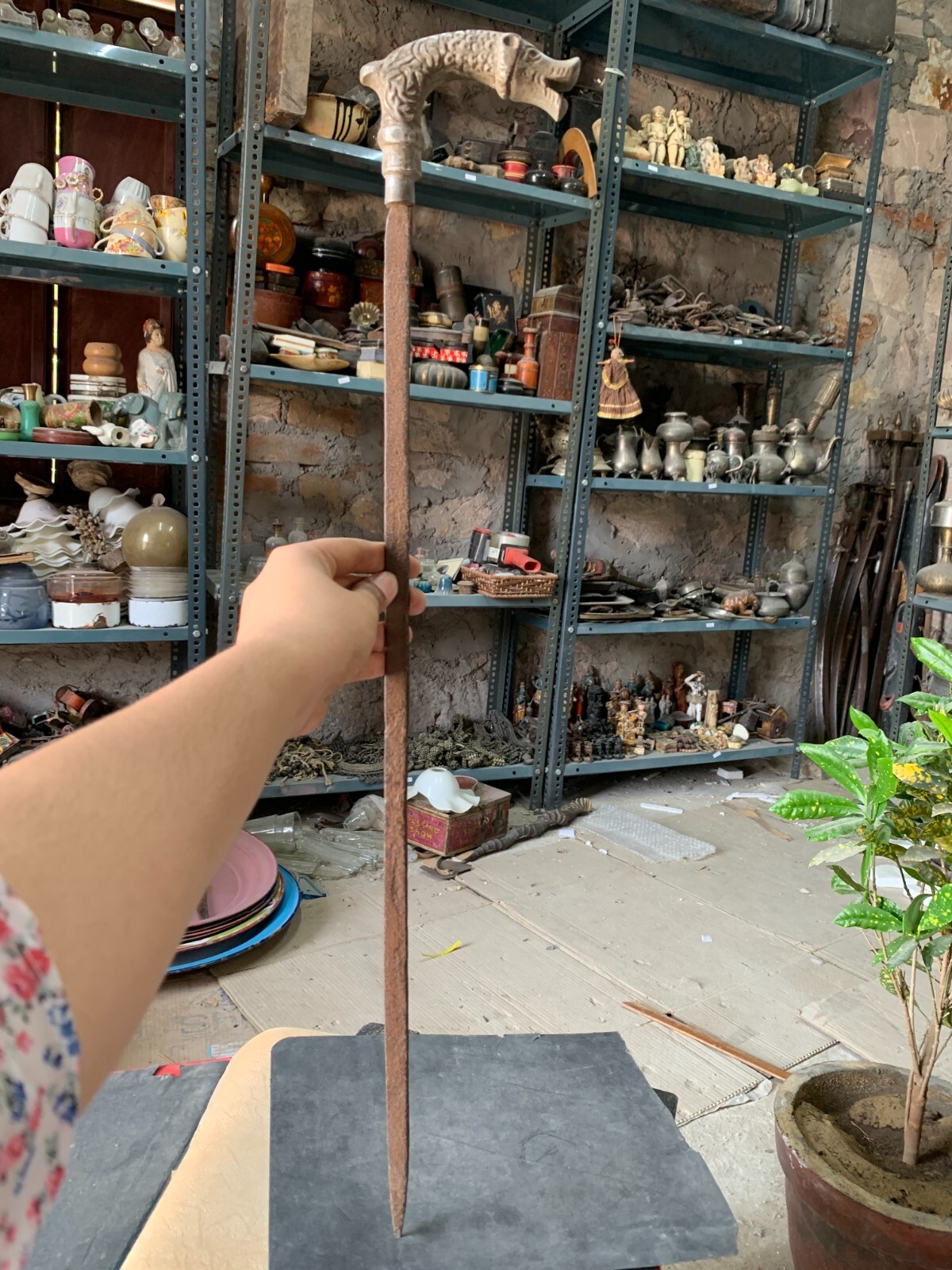 Old Vintage Hand Forged Iron Walking Stick Walking Cane with Animal ...