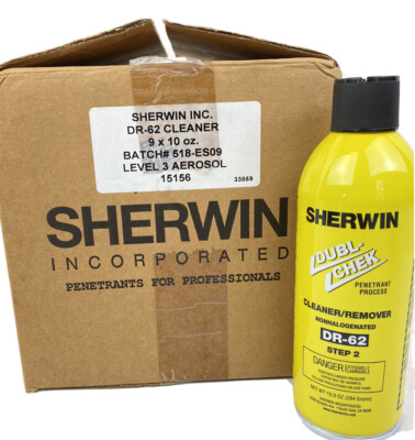 Case SHERWIN DUBL-CHEK DR-62 Cleaner Remover Penetrant Step 2 Weld ...