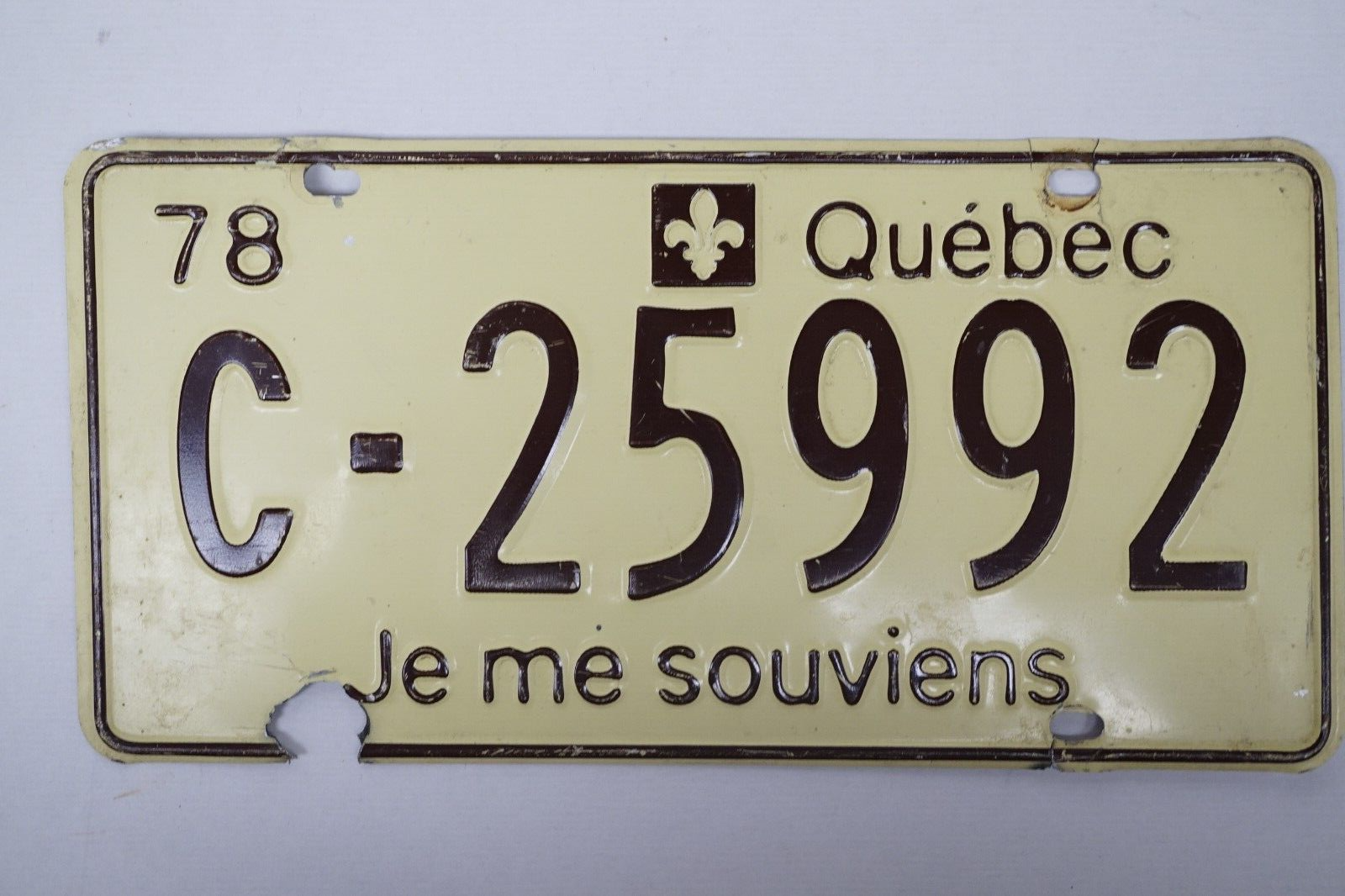 Vintage 1978 Quebec Canada License Plate #C-25992 Original! | eBay