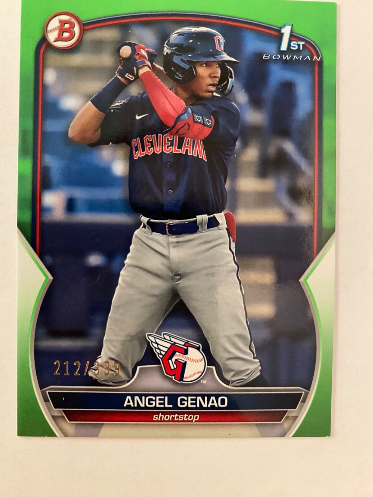 2023 BOWMAN ANGEL GENAO 1ST GREEN /399 212/399 CLEVELAND GUARDIANS | eBay