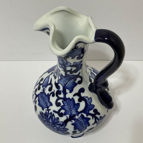 Vtg Seymour Mann China Blue Flower Pitcher Fine Porcelain Vase Deft ...