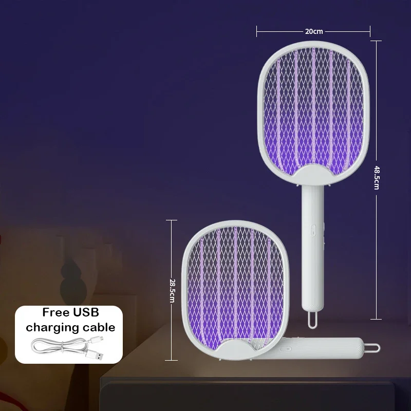 USB Electric Fly Swatter 3000V Mosquito Killer Racket Foldable UV Light ...