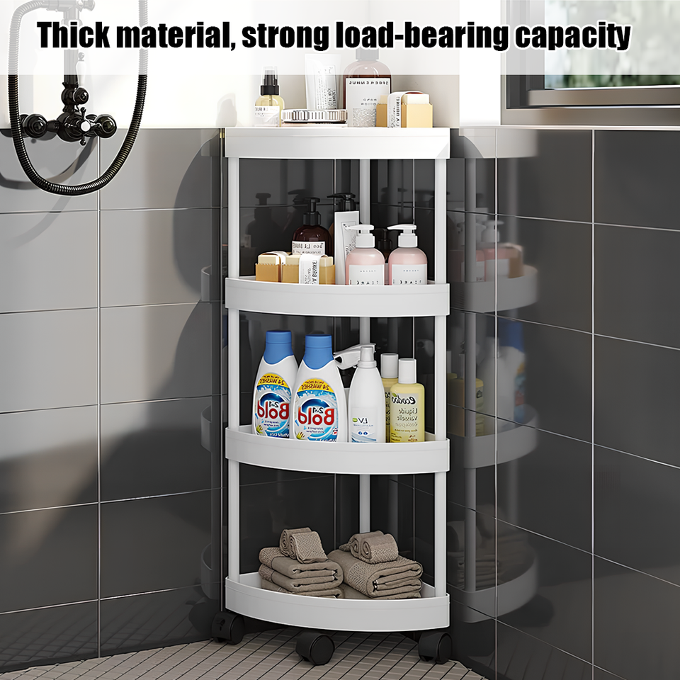 Bathroom 4 Tier Plastic Shower Caddy Corner Shelf Pole Rack Kitchen ...