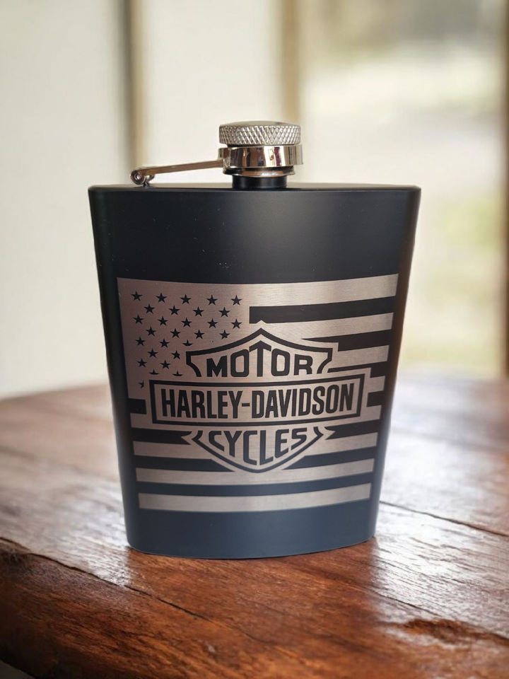 2 Pack Harley Davidson Art 8 oz. Stainless Steel Hip Flask - Biker ...