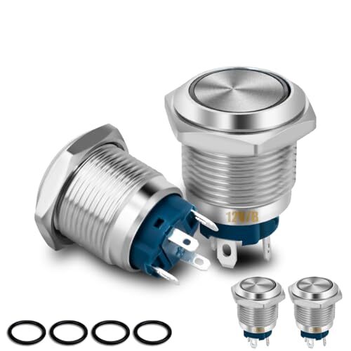 Innfeeltech 4 Pcs Interrupteur Bouton Poussoir Etanche 12V SPST ON/OFF ...