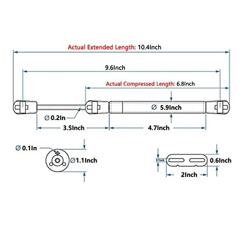 2 Pack 10In Gas Prop Force 50N/11LB Gas Struts Window Lift Tool Box Lid ...