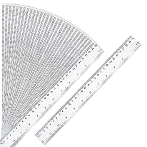 30 Packs Clear Plastic Ruler 12 Inch Straight Ruler with Centimeter and ...