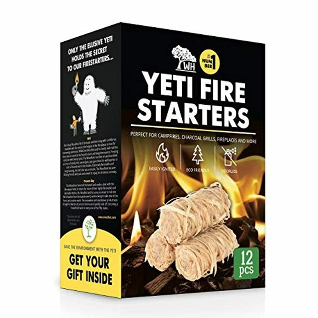 YETI Natural Wood Fire Starter 12 Piece Non Toxic Odorless Fireplace ...