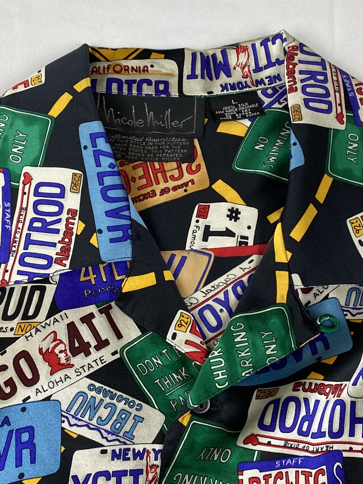 Original License Plates XL 1990's Nicole Miller 100% … - Gem