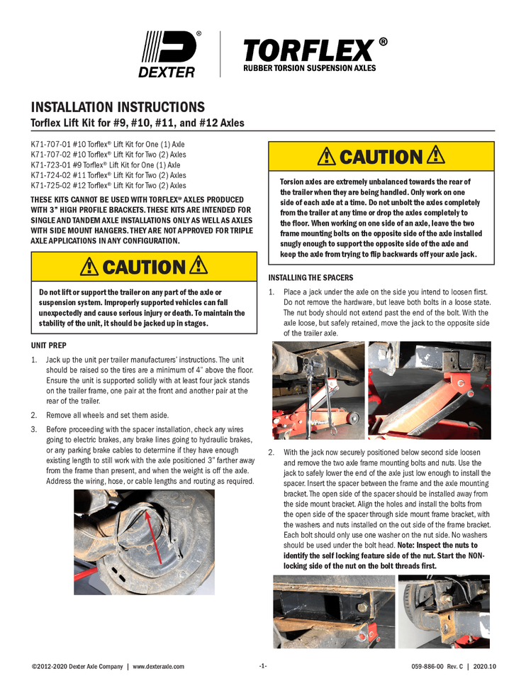 Dexter Torflex Lift Kit #10 3500# -Single Trailer Axle - 2-5/8" Lift ...