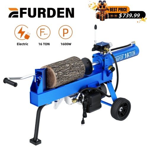 16 Ton Log Splitter Electric Hydraulic Firewood Splitting Machine Max ...