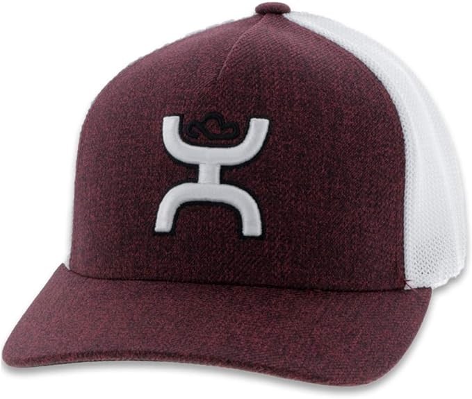 Hooey Mens Coach Flex Fit Mesh Back Cap Hat, Maroon/White | eBay