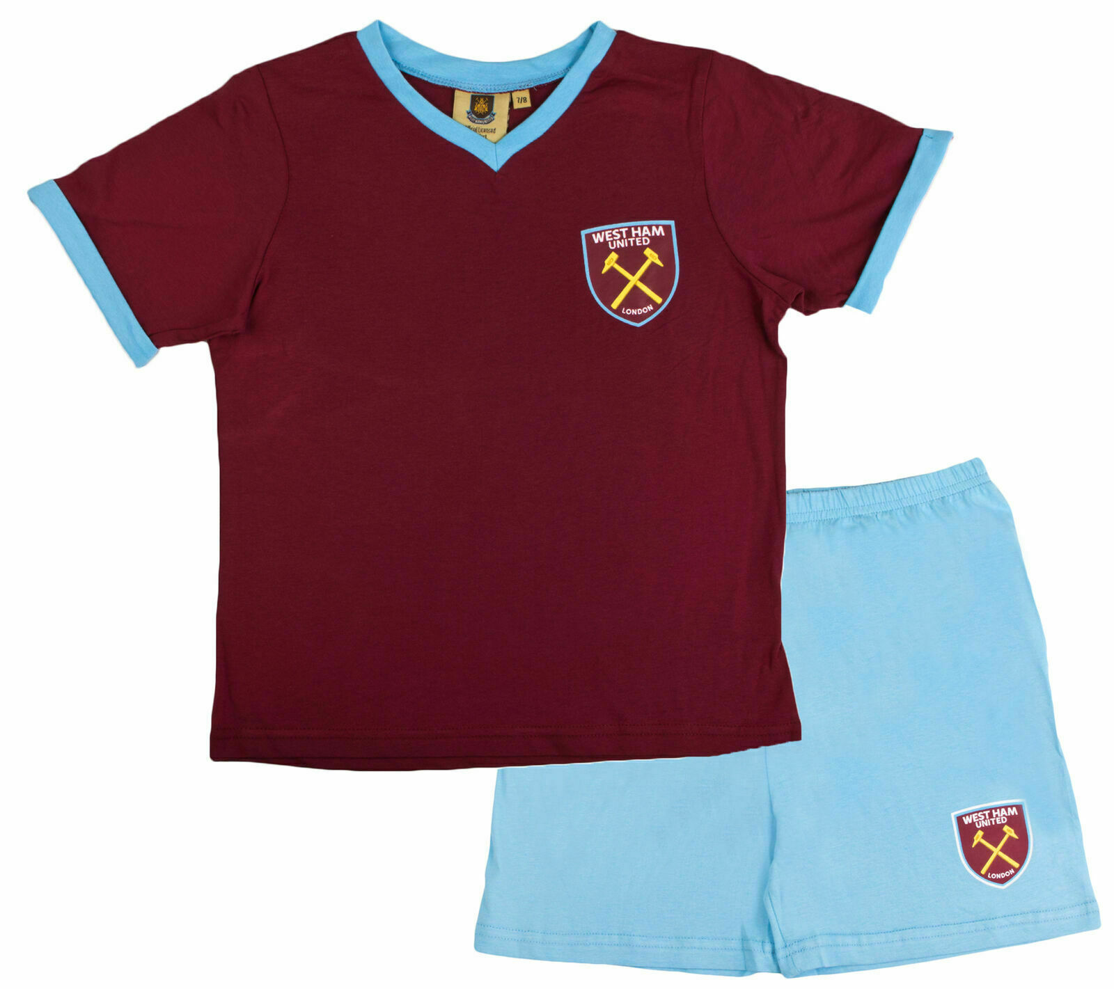 WEST HAM FOOTBALL SHORT PYJAMAS WHFC BOYS SHORTIE PYJAMAS 3-12 | eBay UK