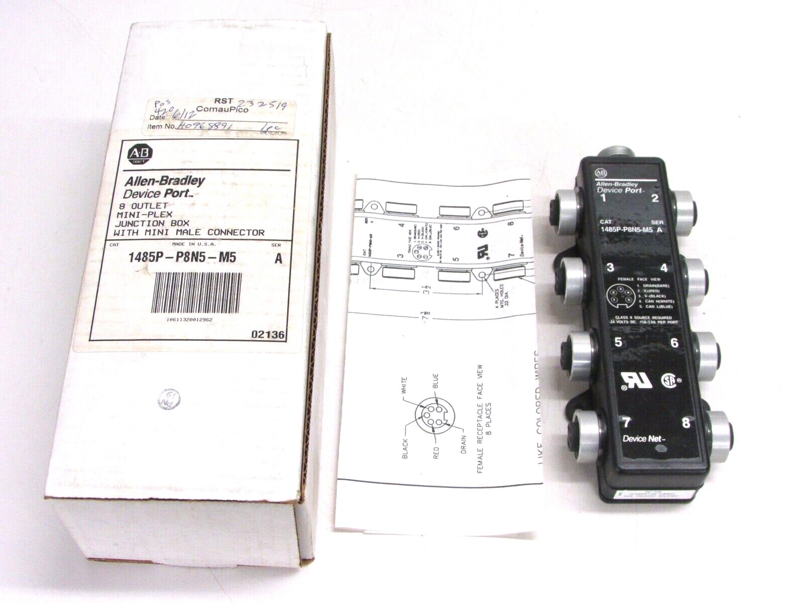 ALLEN BRADLEY DEVICE PORT 8-OUTLET MINI-PLEX JUNCTION BOX, 1485P-P8N5 ...