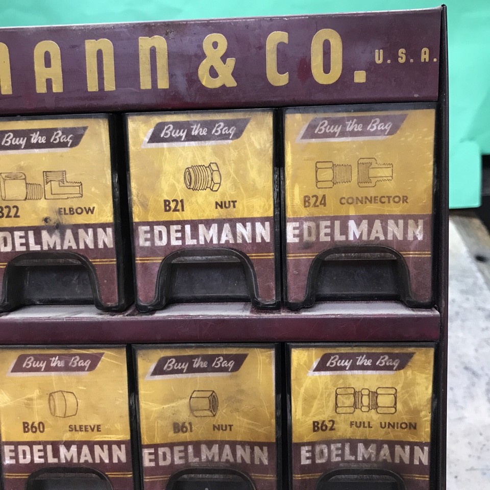 Vintage 50s 60s E. Edelmann Advertising Parts Cabinet Store Display 12 ...