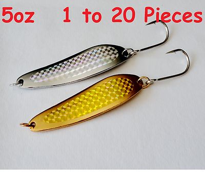 Gold & Silver 5oz Casting Crocodile Spoons Fishing Lure 7/0 Siwash ...