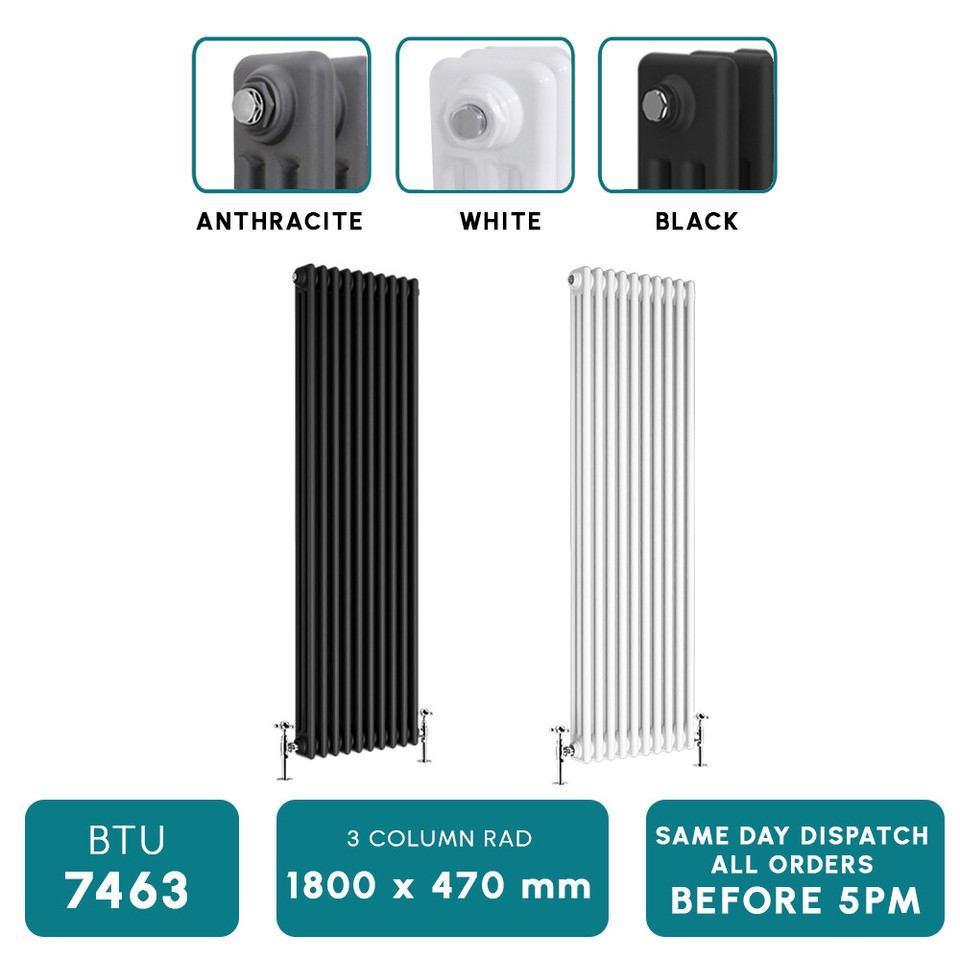 Anthracite White Black Traditional Cast Iron Style Radiator 2 3 4 ...