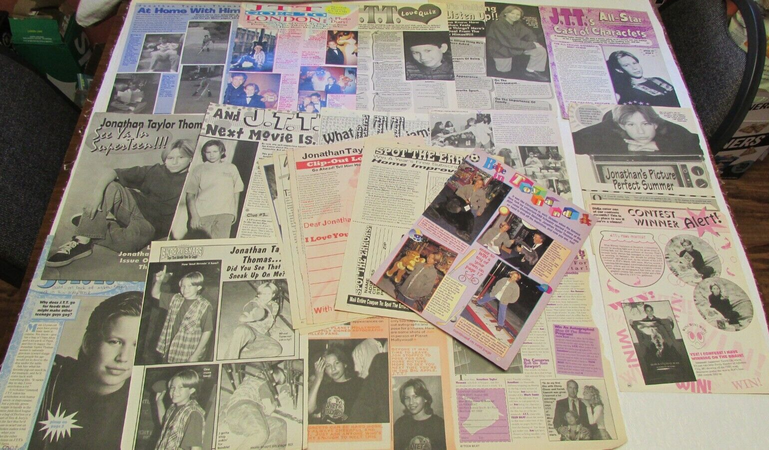 LOT OF teen Idol Stars 1990's Magazines Story Articles on JTT JONATHAN ...