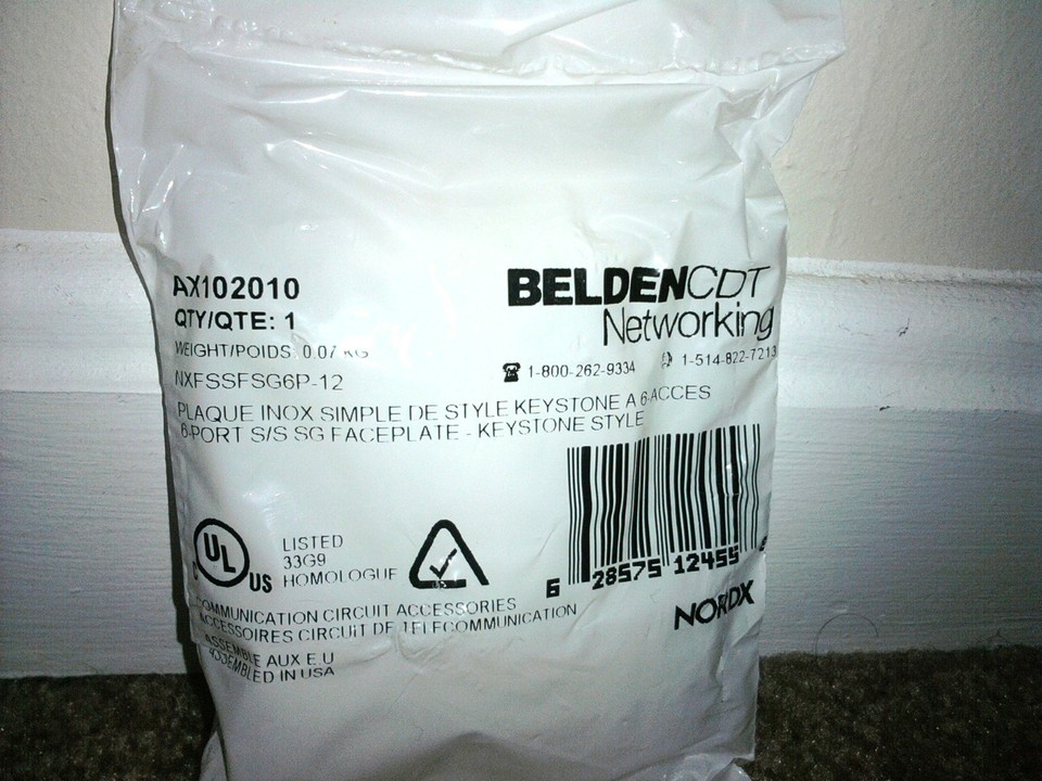 Belden CDT Networking 6-Port S/S SG Faceplate Keystone Style--AX102010 ...