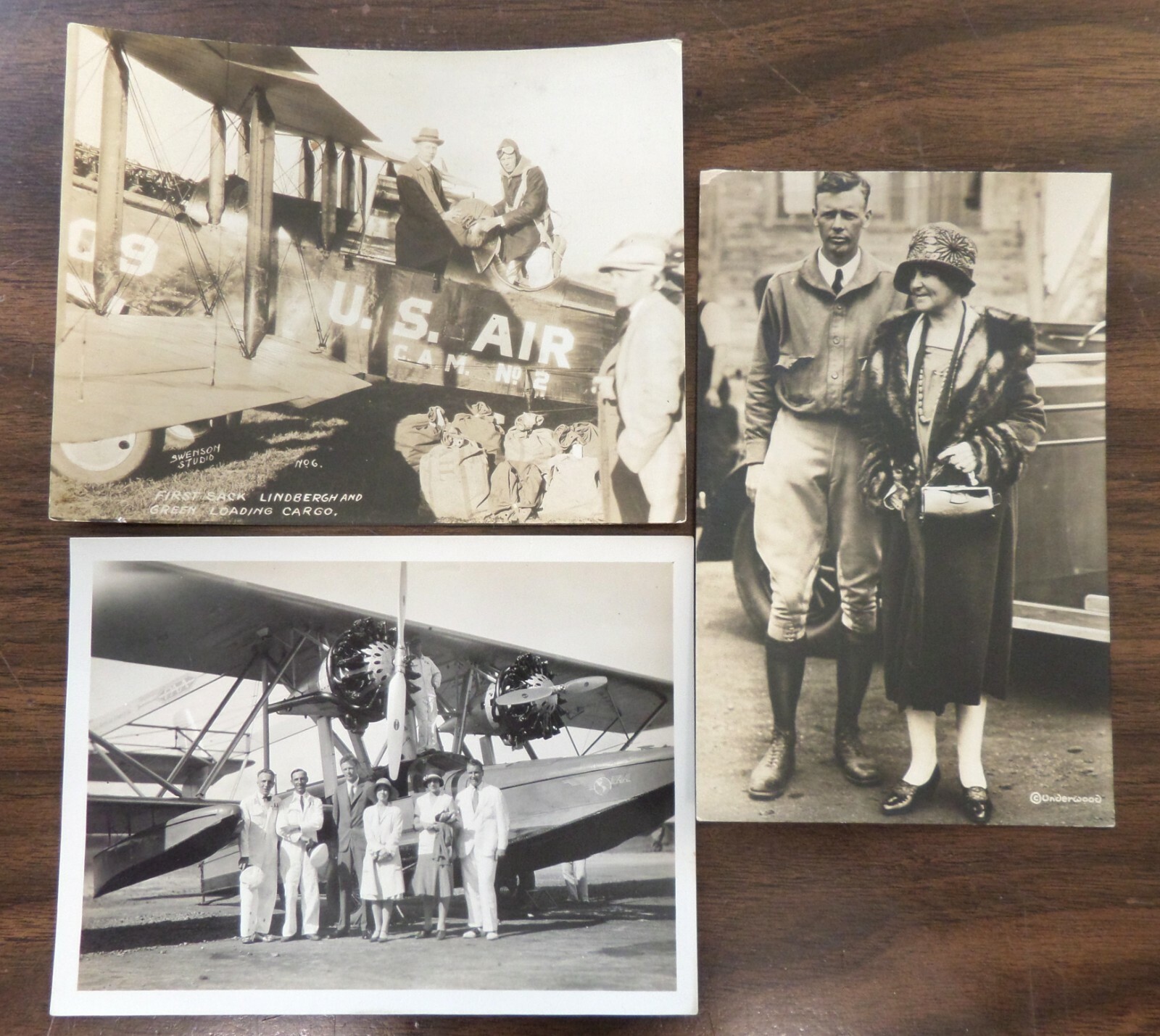 LOT OF 3 LINDBERGH PHOTOS LUCKY LINDY PAN AM FLYING BOAT ROBINSON ...