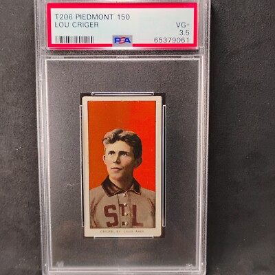 t206 LOU CRIGER St. Louis PSA 3.5 VG+ Piedmont 150 1909 baseball ...