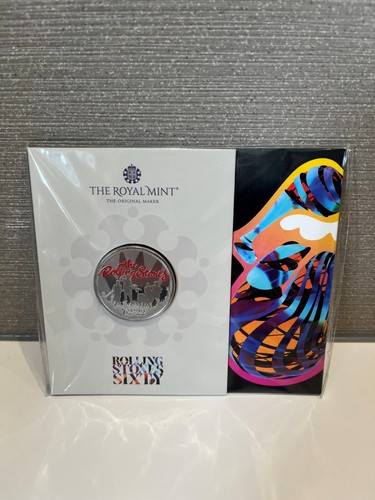 2022 The Rolling Stones Colour Five 5 Pound Coin Sealed Pack BU BUNC ...