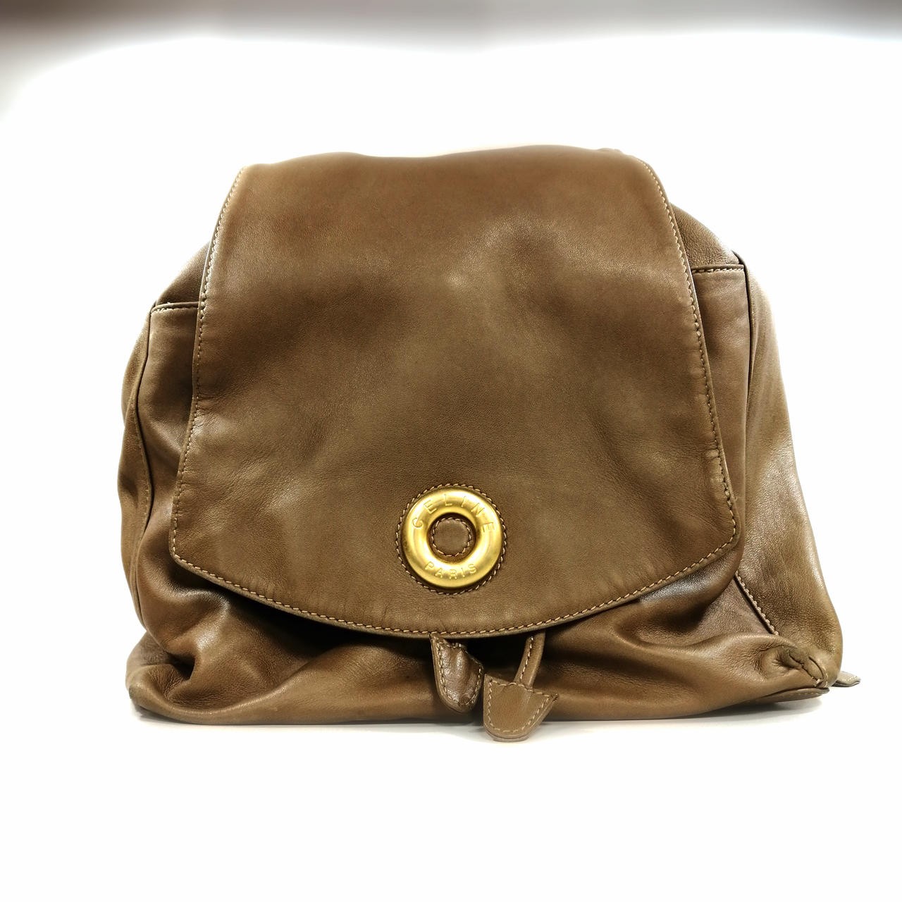 Lamb Leather Backpack Model Beige Stains Present CELI… - Gem