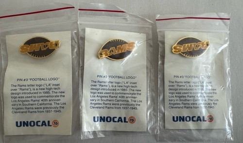 Vtg LA Rams NFL Lapel Hat Pins - "Football Logo" Lot Of 3- 80's Unocal ...