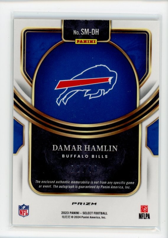 2023 Panini Select #SM-DH Damar Hamlin Signature Memorabilia Purple ...