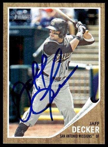 2011 Topps Heritage Minor League Jaff Decker Auto San Antonio Missions ...