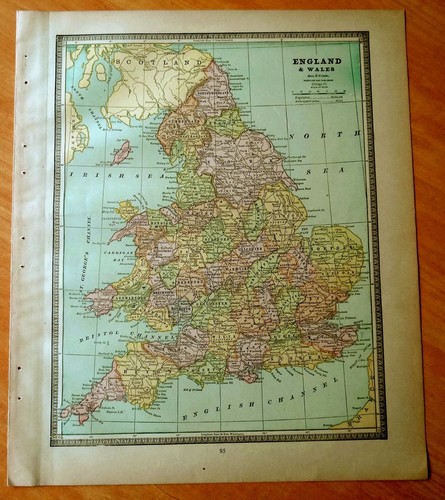 Antique Maps 1886 ENGLAND & WALES + SCOTLAND 11 1/2 X 13 1/2 Original ...