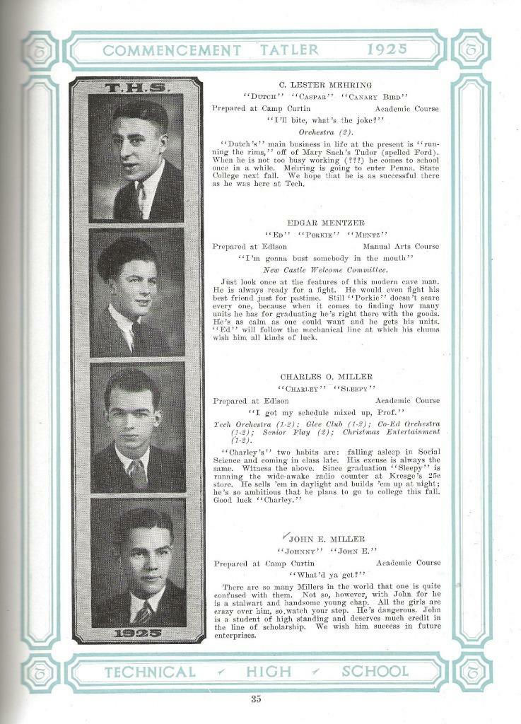 1925 TECHNICAL HIGH SCHOOL YEARBOOK TECH TATLER, HARRISBURG ...