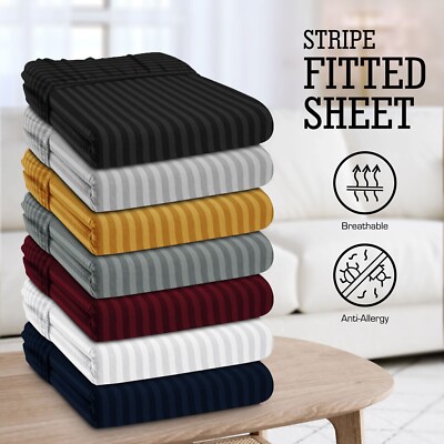 40cm Fitted Sheet Extra Deep Elastic Corner Single Double Super King ...