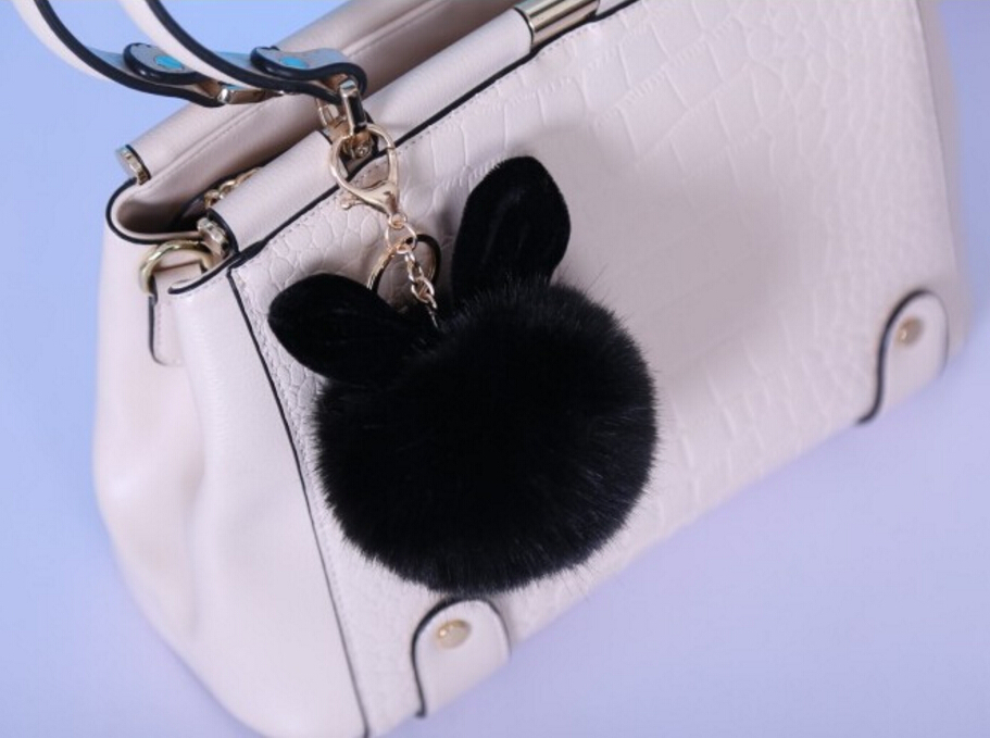 Rabbit Fur Ball/Rabbit Ear PomPom Cell Phone Car Pendant Handbag Key ...